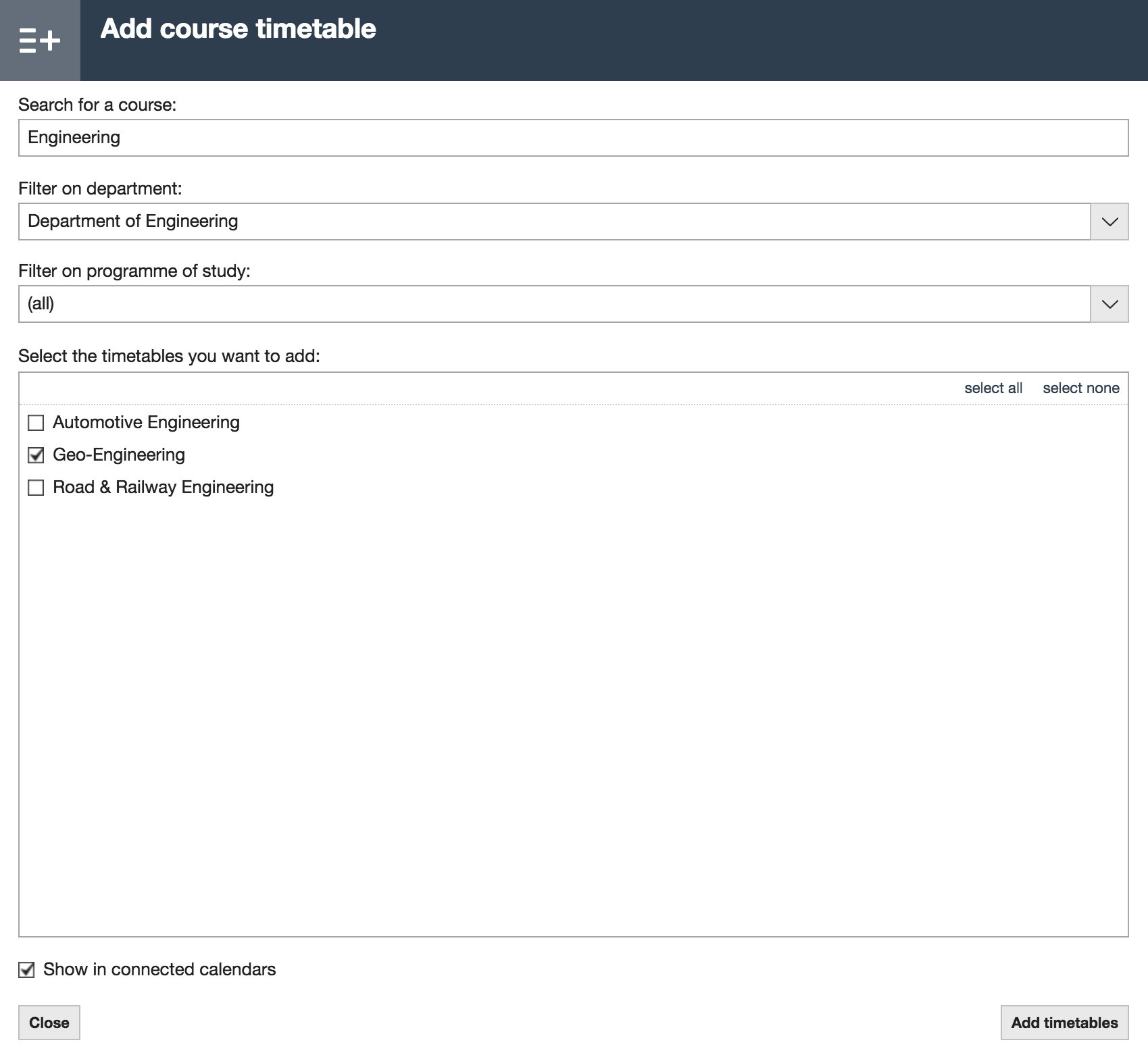 HvA Timetables - Help